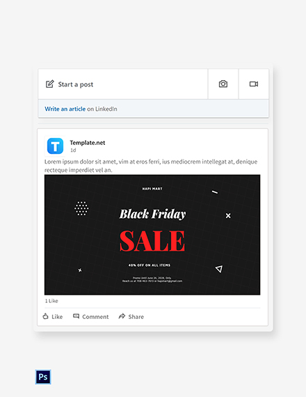 Black Friday Sale Linkedin Post Template - PSD | Template.net