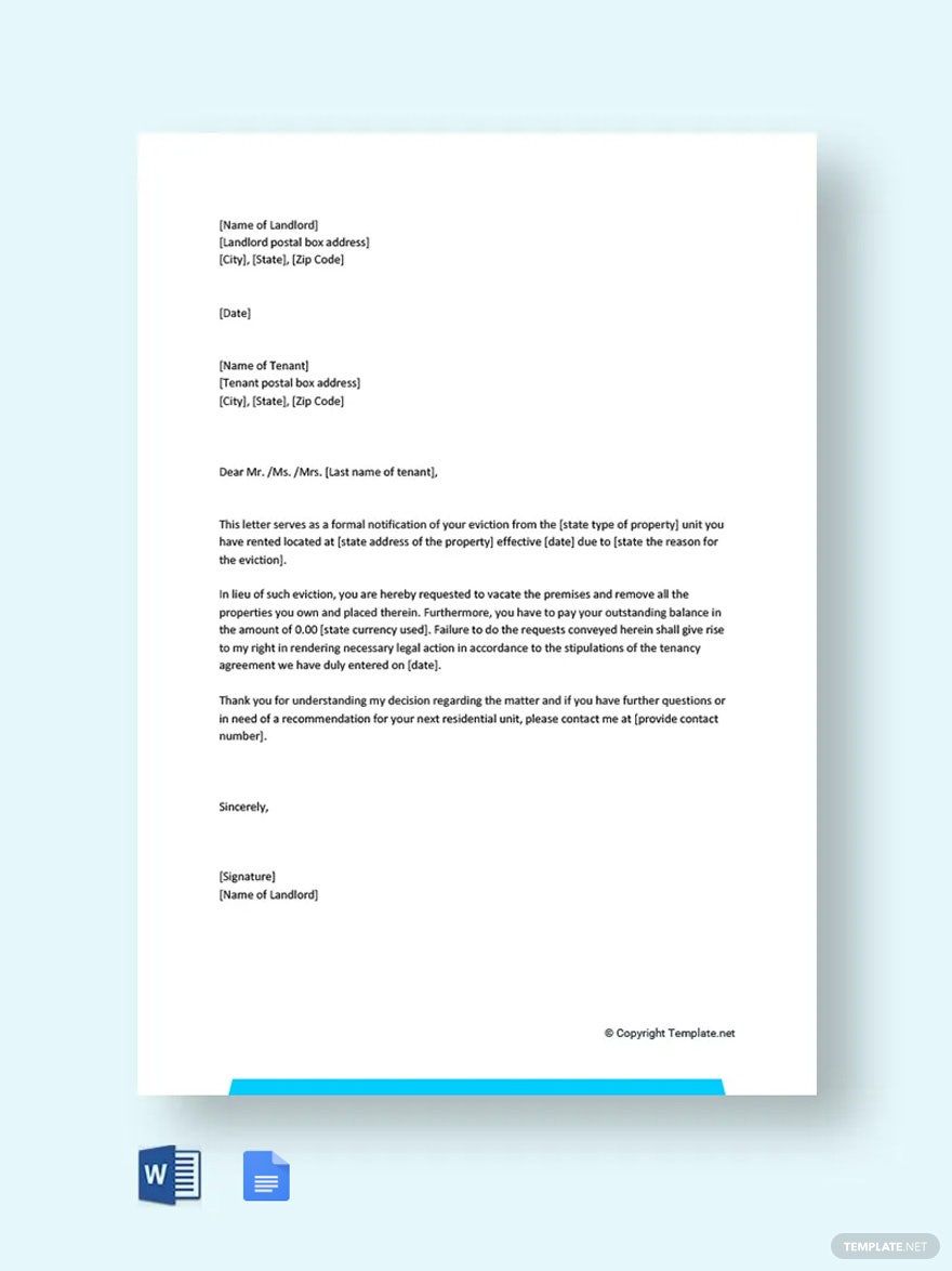 FREE Eviction Letter Template Download In Word Google Docs PDF 
