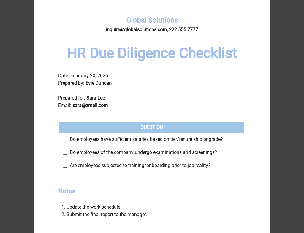 11 FREE HR Checklist Templates PDF Word DOC Google Docs 