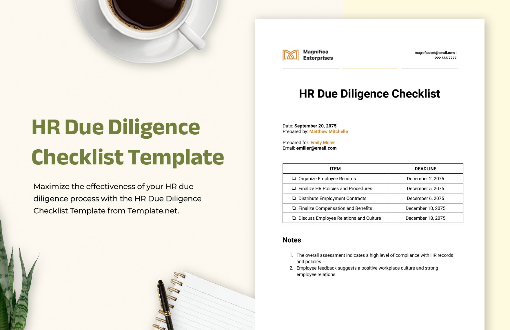 Free HR Due Diligence Checklist Template Download In Word Google 
