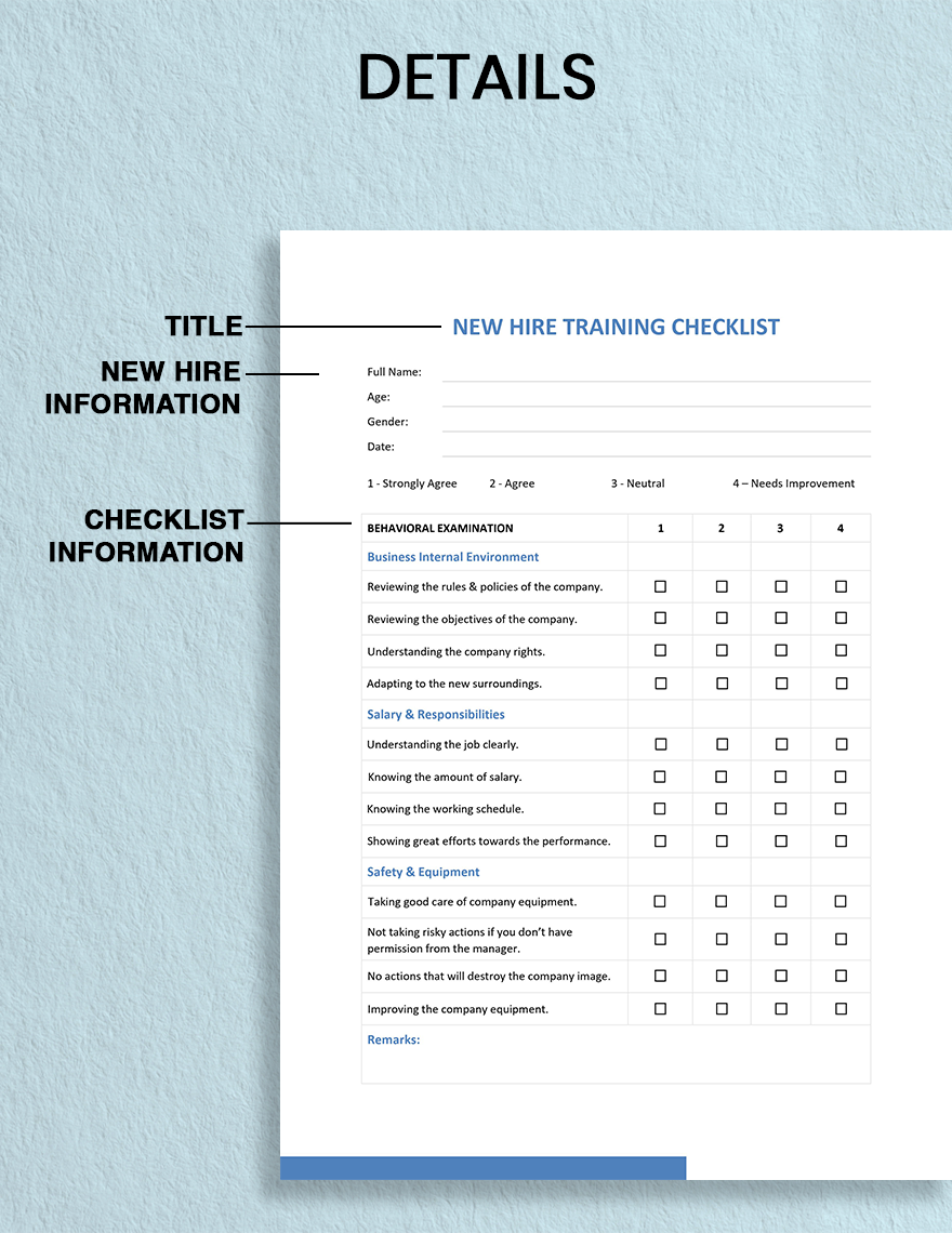New Hire Training Checklist Template - Word, Google Docs, PDF, Apple ...