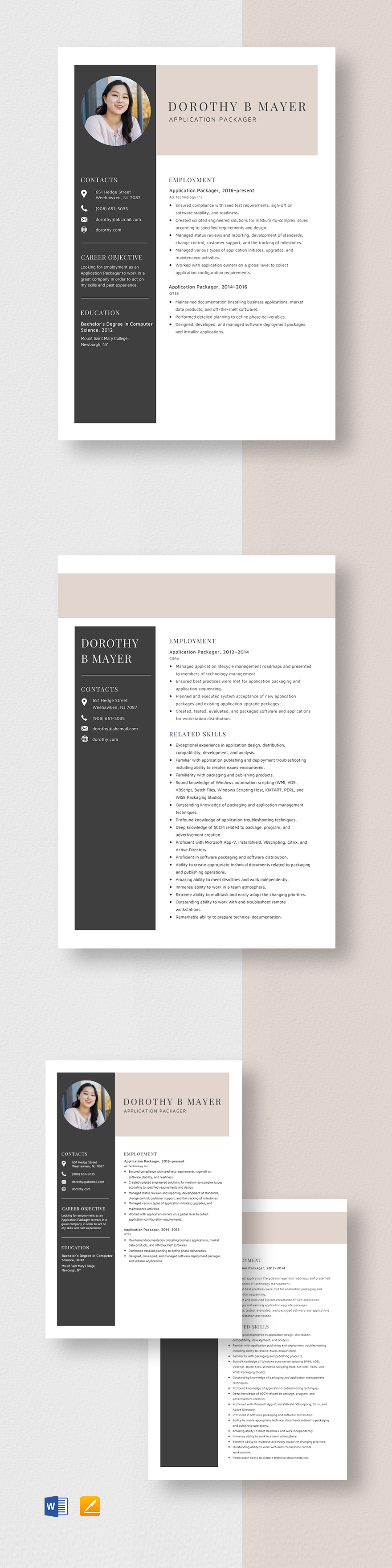 Application Packager Resume Template - Word, Apple Pages | Template.net