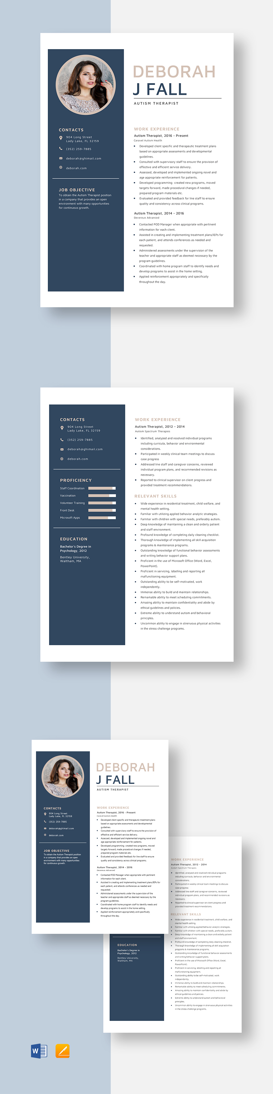 Autism Therapist Resume Template - Word, Apple Pages | Template.net