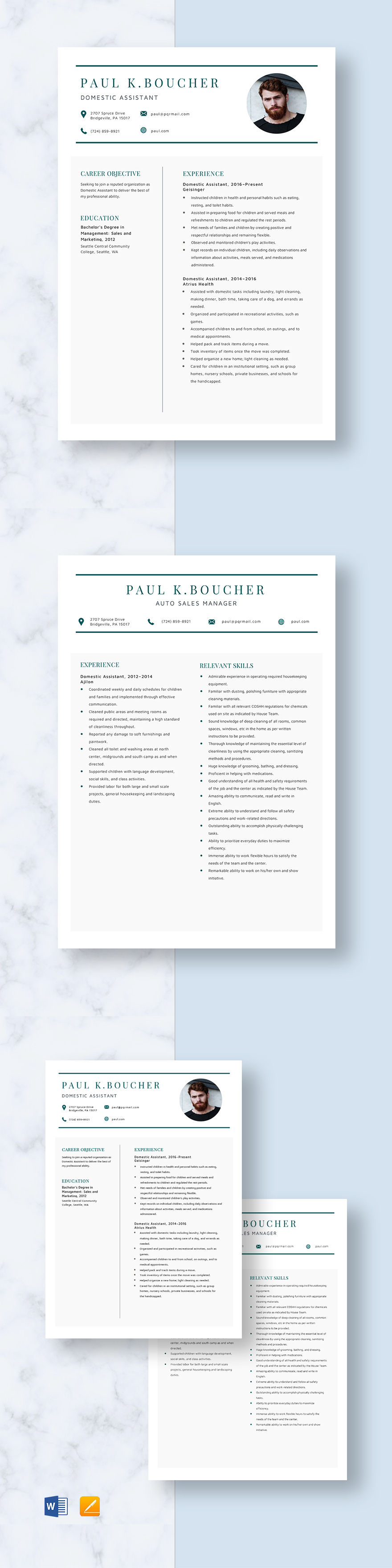 Free Domestic Worker Resume Template - Word, Apple Pages | Template.net