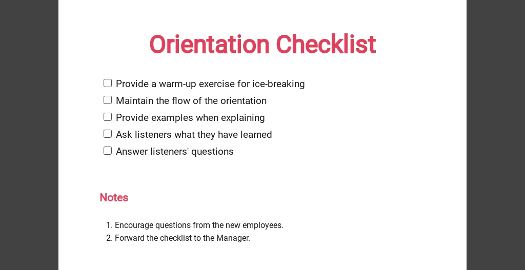 HR Employee Orientation Checklist Template - Google Docs, Word, Apple ...