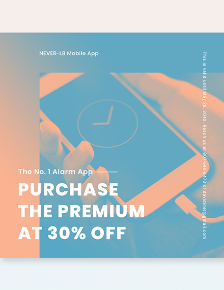 FREE Mobile App Promotion Instagram Post Template - PSD