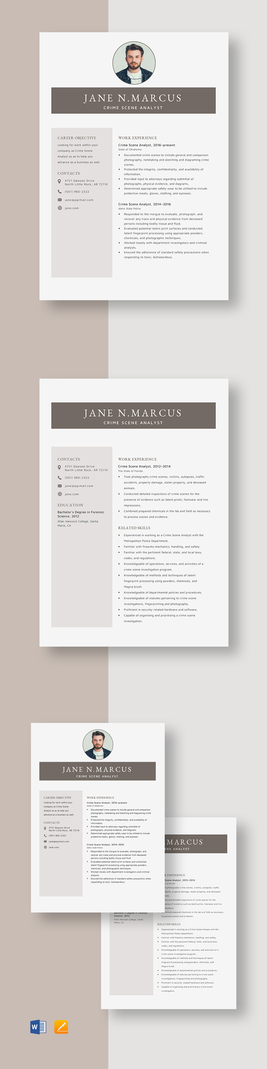 Free Crime Scene Analyst Resume Template - Word, Apple Pages | Template.net