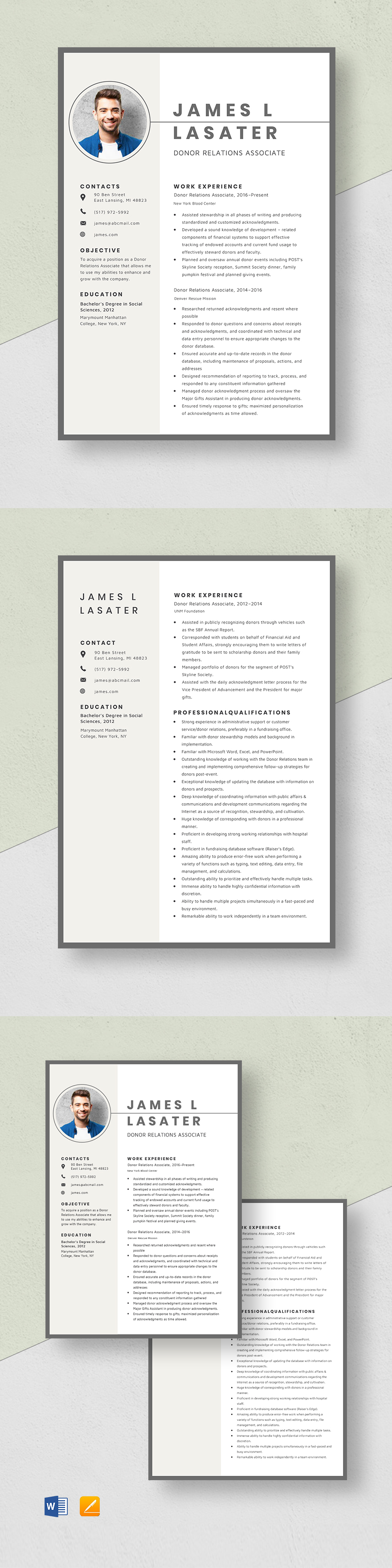 Donor Relations Associate Resume Template - Word, Apple Pages ...
