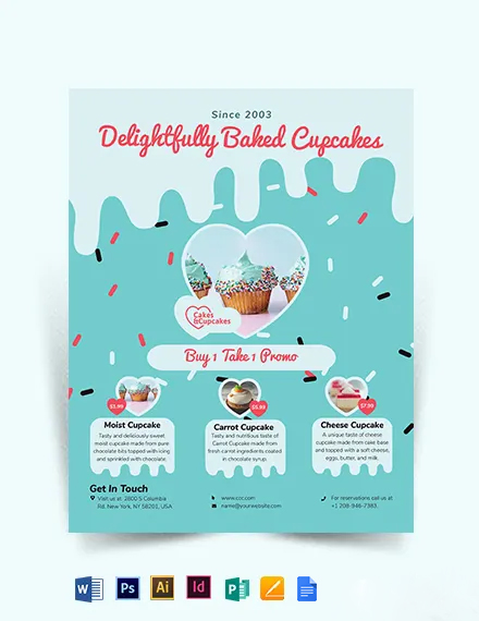 Cupcake Bakery Flyer Template - Download in Word, Google Docs ...