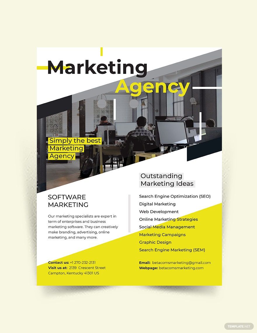 Marketing Flyer Template - Illustrator, Word, Apple Pages, PSD ...