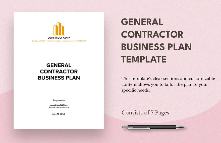 General Contractor Business Plan Template Download In Word Google 