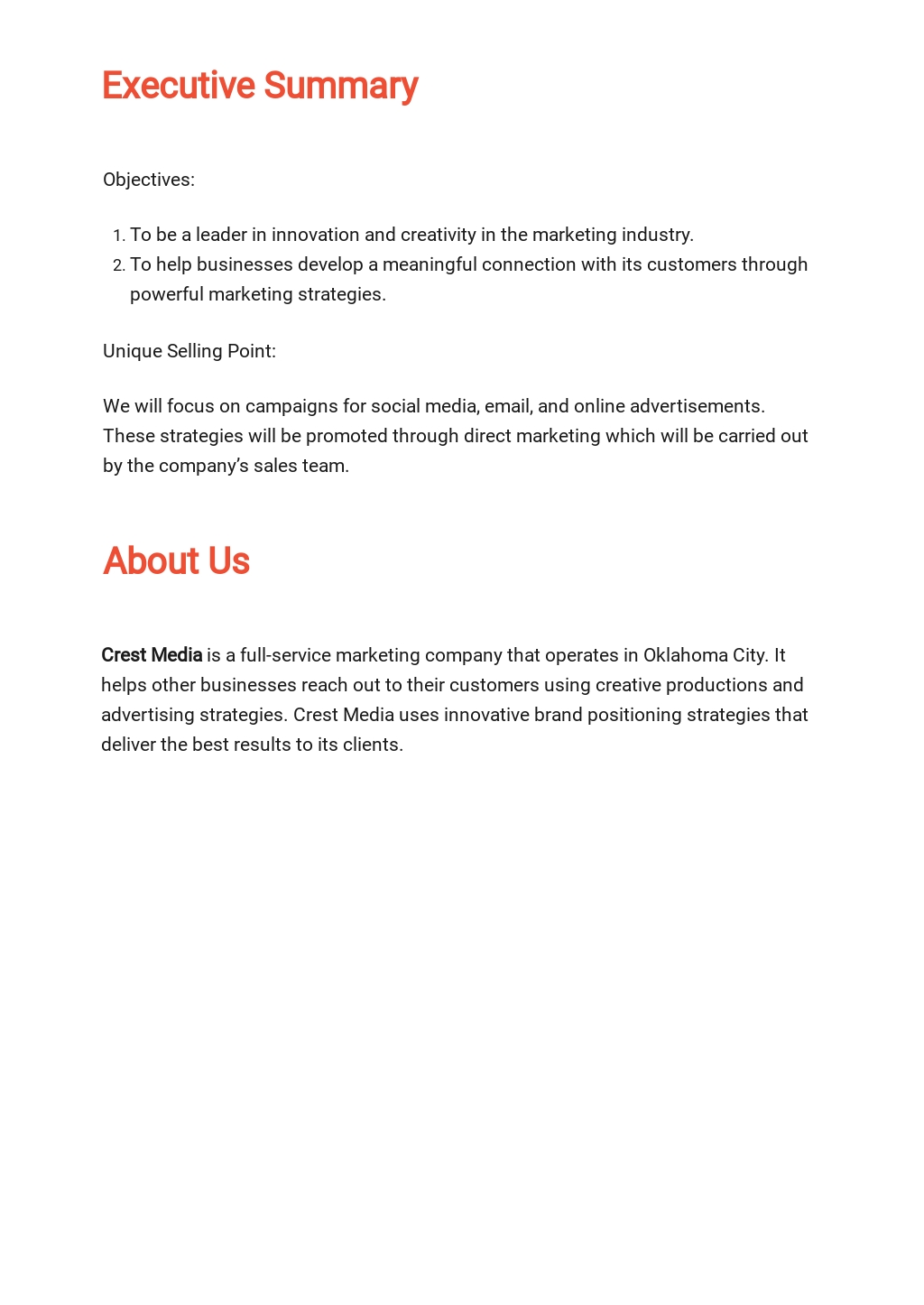 Generic Business Plan Template Free PDF Word DOC Apple MAC 