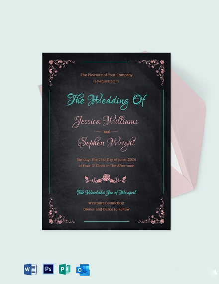 Free Chalkboard Wedding Invitation Template - Word, Outlook, PSD ...
