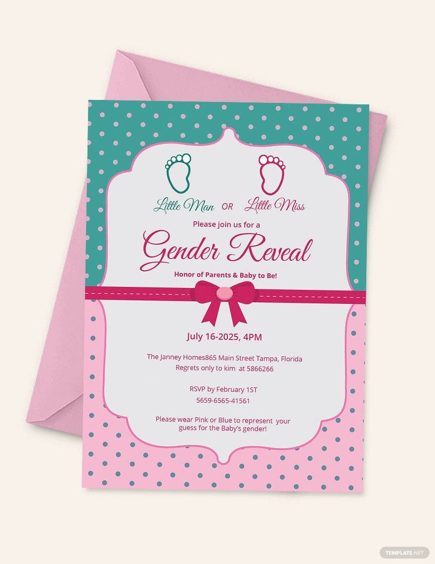 Free Twin Gender Reveal Invitation Template Illustrator Word Apple 
