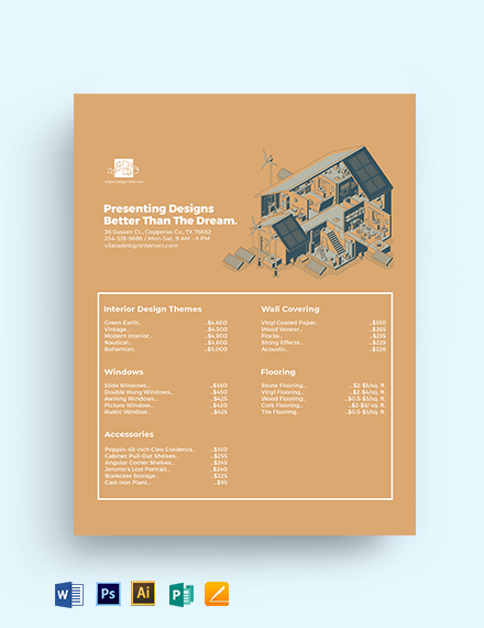Design Price List Template Word PSD Apple Pages Publisher 