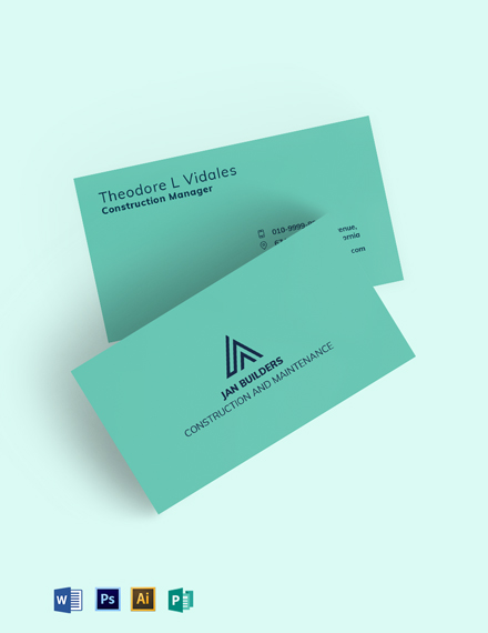 Sample Construction Business Card Template - Illustrator, InDesign ...