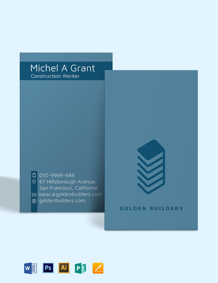 Sample Construction Business Card Template - Illustrator, InDesign ...