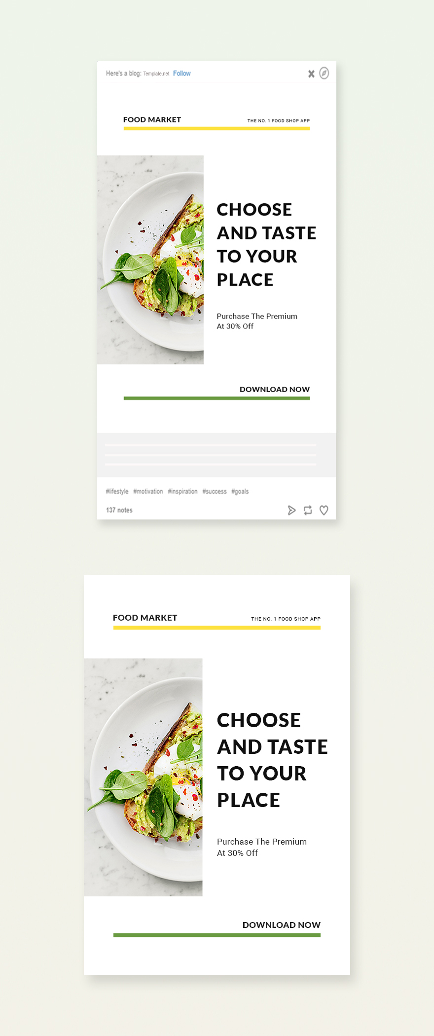 Food Market App Promotion Tumblr Post Template - PSD | Template.net