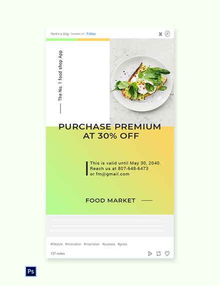 Food App Promotion Tumblr Post Template - Download in PSD | Template.net
