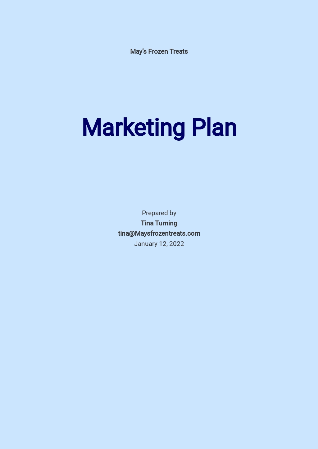 Ice cream Marketing Plan Template