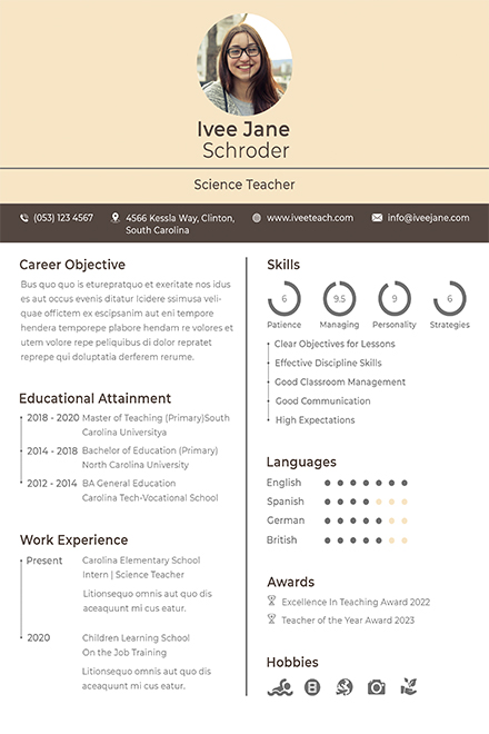 Free English Teacher CV Template In Adobe Photoshop Template Free English Teacher CV Template In Adobe Photoshop Template