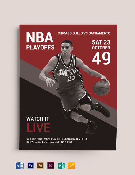 NBA Playoffs Flyer Template - Illustrator, Word, Apple Pages, PSD ...