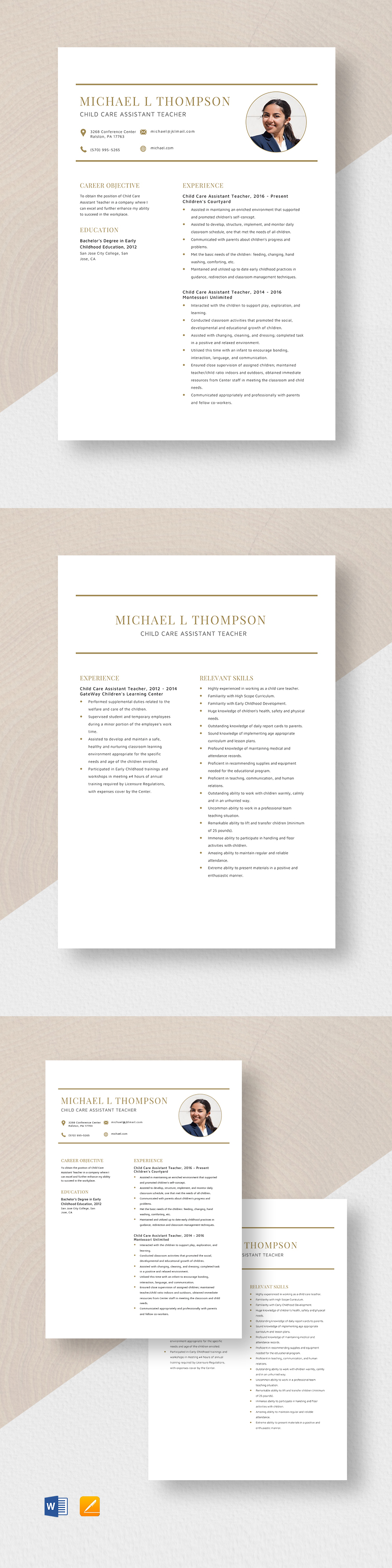 Head Start Teacher Assistant Resume Template - Word, Apple Pages ...
