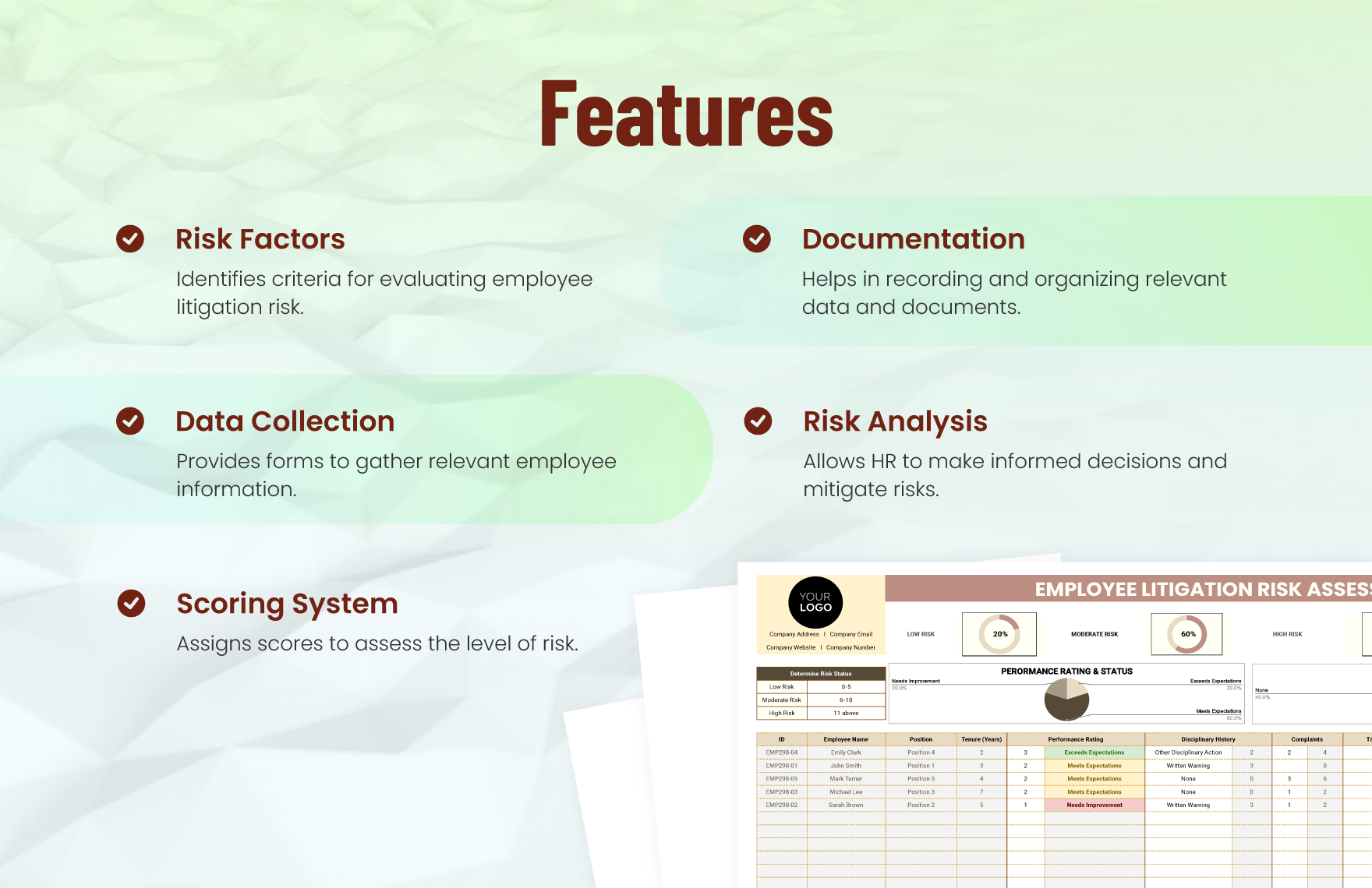 Employee Litigation Risk Assessment HR Template - Download in Excel ...