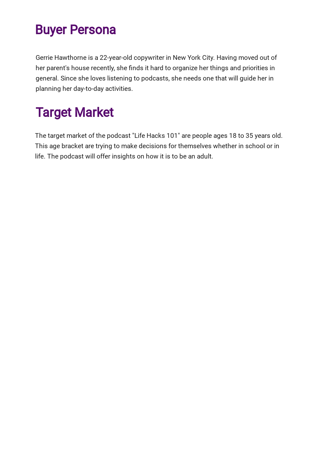 Podcast Marketing Plan Template In Google Docs Word Template