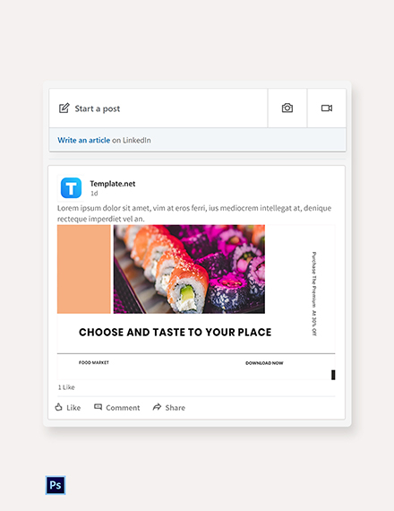Editable Food App Promotion Linkedin Post Template - PSD | Template.net