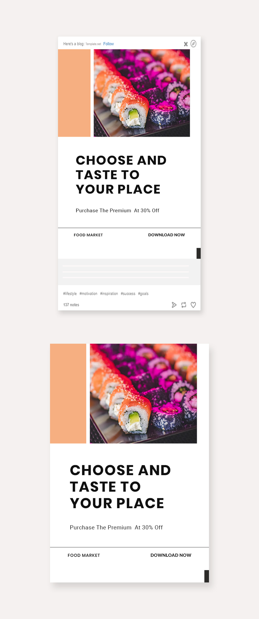 Editable Food App Promotion Whatsapp Image Post Template - PSD ...