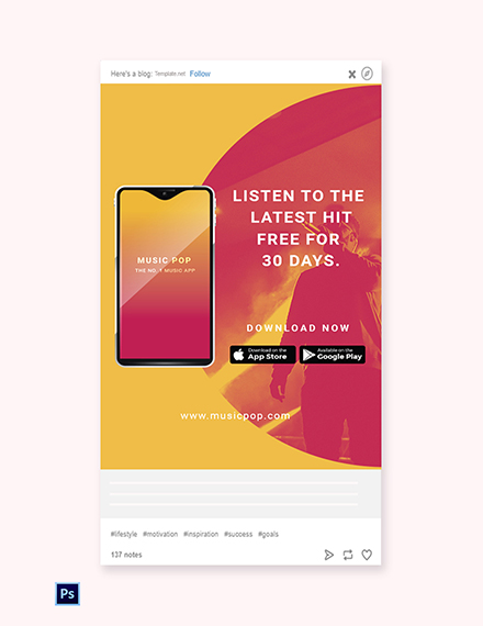 FREE Modern App Promotion Tumblr Post Template - PSD | Template.net