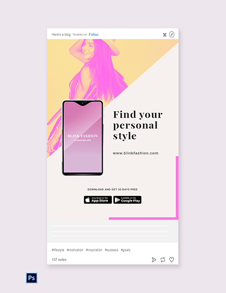 Smartphone App Promotion Tumblr Post Template - Download in PSD ...