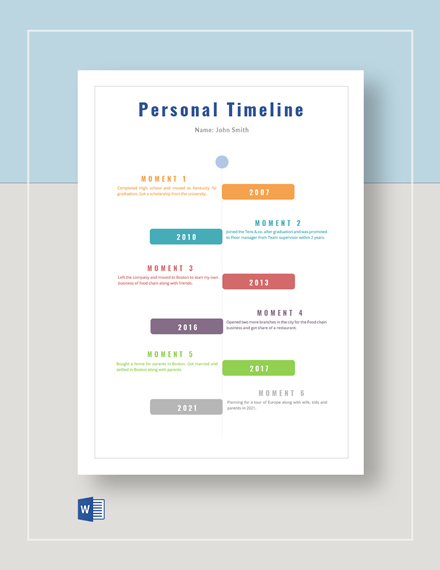 Editable Personal Timeline Template Word Template