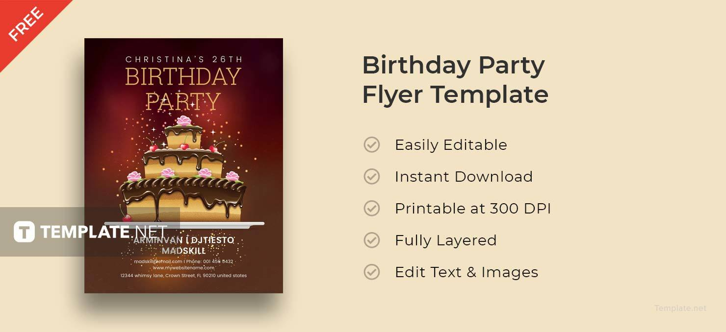 Free Birthday Party Flyer Template in Adobe Photoshop, Illustrator ...