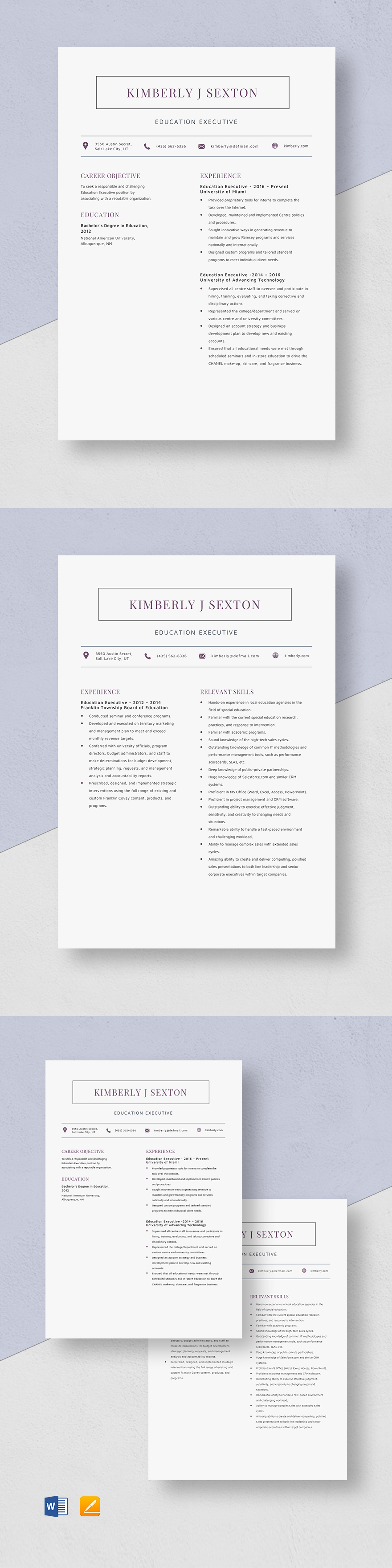 Education Executive Resume Template - Word, Apple Pages | Template.net