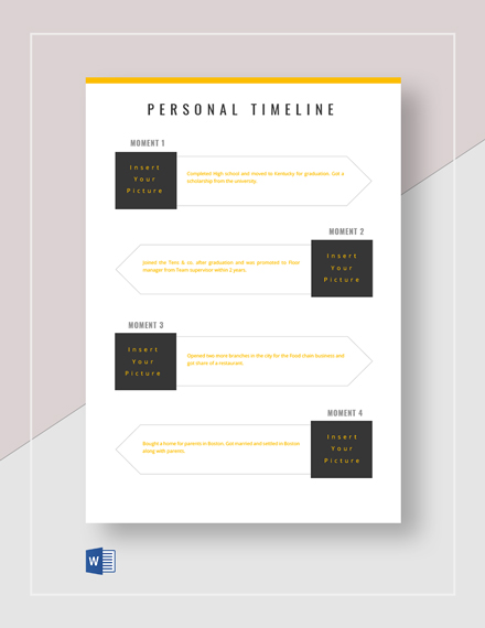 Editable Personal Timeline Template Word Template