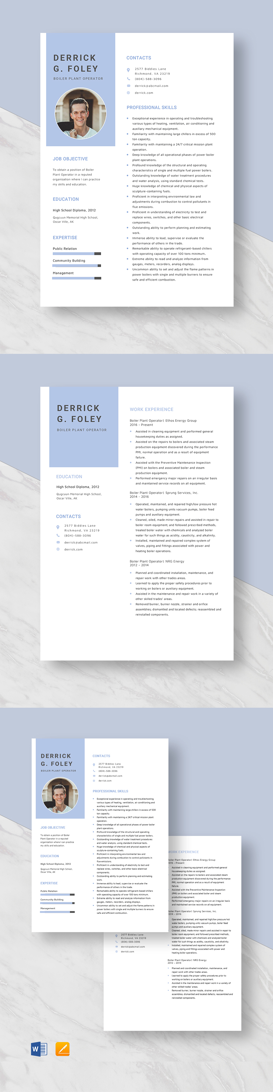 Free Boiler Plant Operator Resume Template - Word, Apple Pages ...