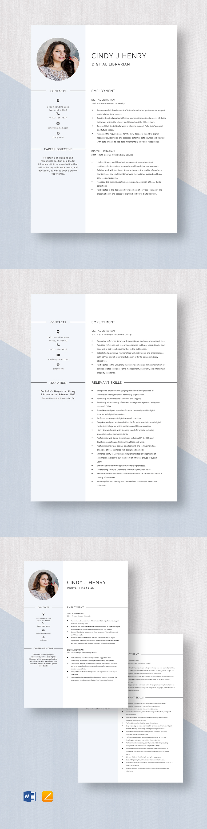 Digital Librarian Resume Template - Word, Apple Pages | Template.net