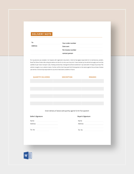 21+ Delivery Note Templates - MS Excel, MS Word, Numbers, Pages ...