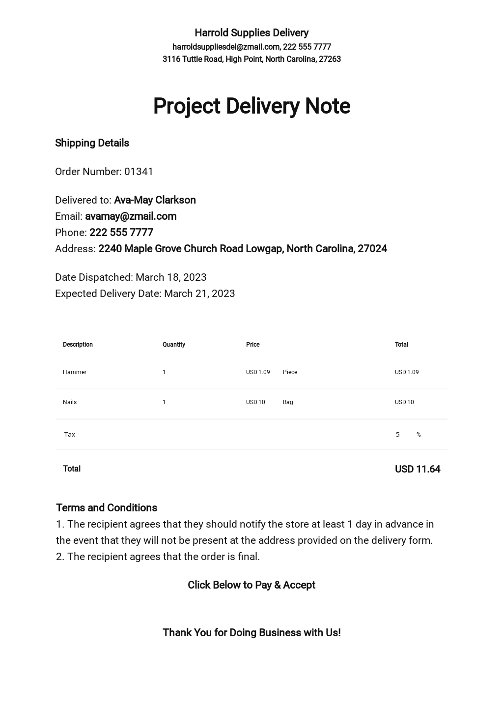 Delivery Note Templates in Microsoft Word (DOC) | Template.net