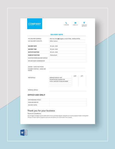 21+ Delivery Note Templates - MS Excel, MS Word, Numbers, Pages ...