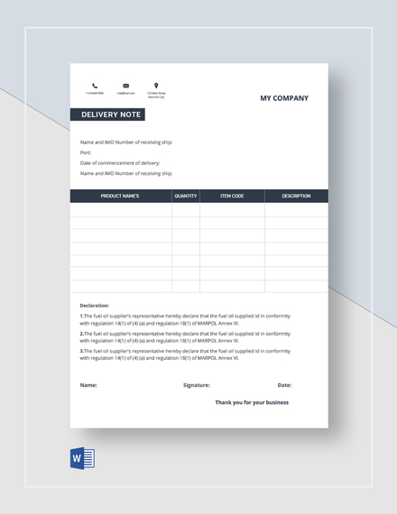 21+ Delivery Note Templates - MS Excel, MS Word, Numbers, Pages ...
