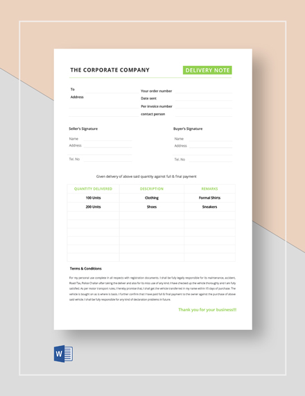 21+ Delivery Note Templates - MS Excel, MS Word, Numbers, Pages ...
