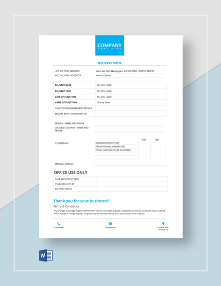 21+ Delivery Note Templates - MS Excel, MS Word, Numbers, Pages ...