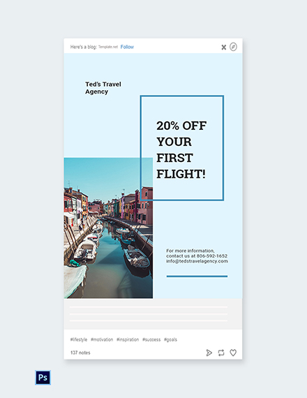 Simple Travel Agency Tumblr Post Template - PSD | Template.net