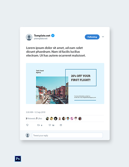 Summer Travel Twitter Post Template - PSD | Template.net