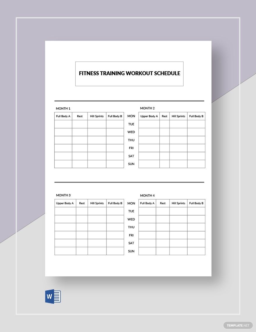 Training Schedule Template Google Docs Word Apple Pages PDF