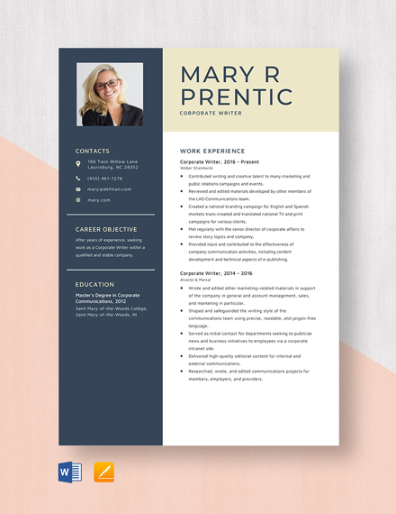 51+ Free Corporate Resume Templates [edit & Download] 