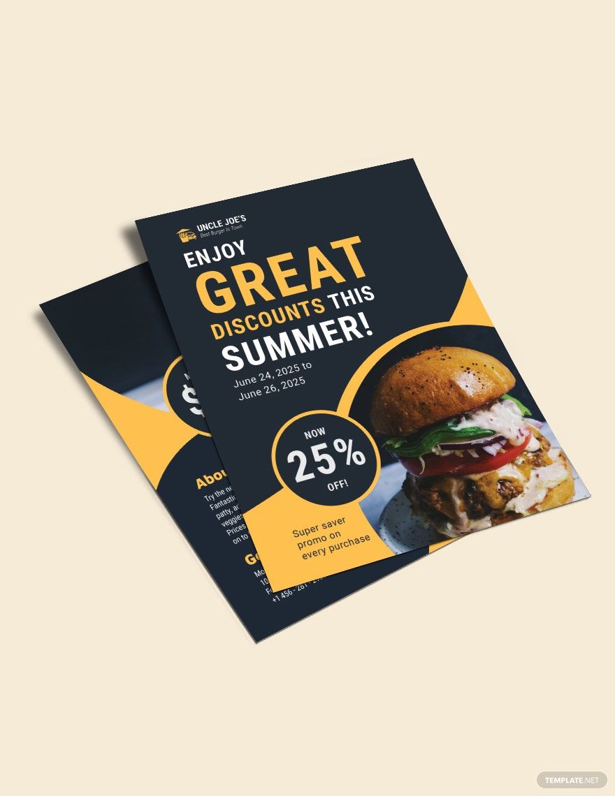 Double Sided Fast Food Burger Flyer Template Google Docs Illustrator InDesign Word Apple 